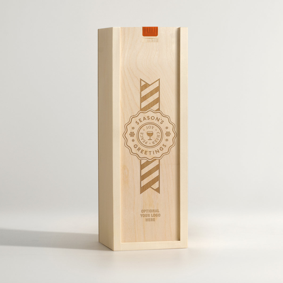 Season's Greetings Ribbon Logo Wine Box