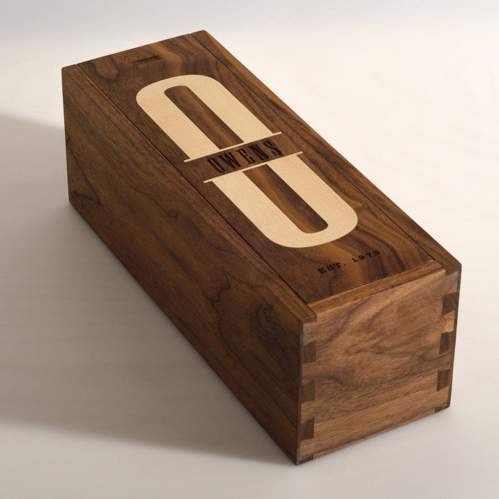 Walnut Wine Box - Monogram